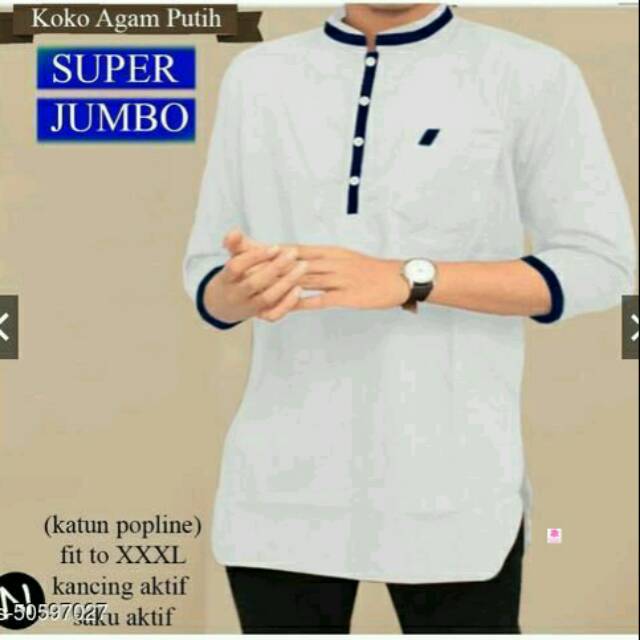 Jual Baju koko jumbo putih | Shopee Indonesia
