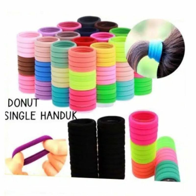 Jual Ikat Rambut Donat/ Karet Rambut Donat Single Handuk | Shopee Indonesia