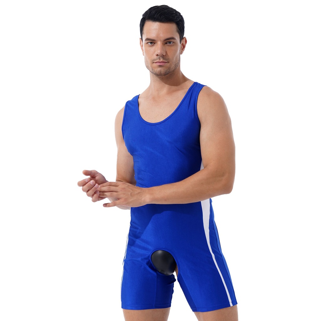 Jual Preorder Mens One Piece Leotard Crotchless Open Butt Jumpsuit Nightwear Color Block
