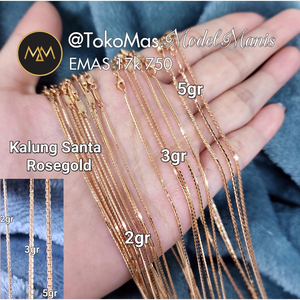 Jual Kalung santa italy emas rosegold 750 kadar 17k | Shopee Indonesia