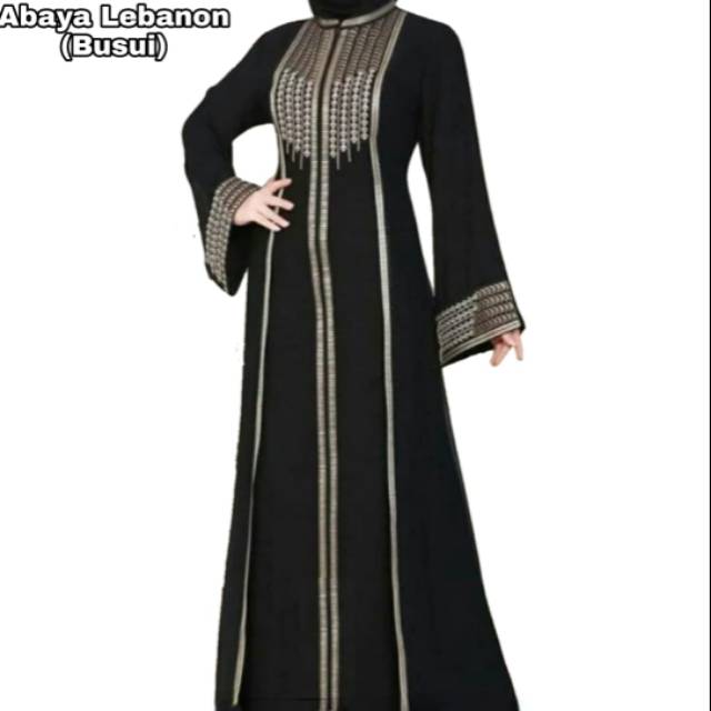 Jual Indo Abaya Gamis Arab Hitam Jetblack Bordir Busui Lebanon | Shopee Indonesia