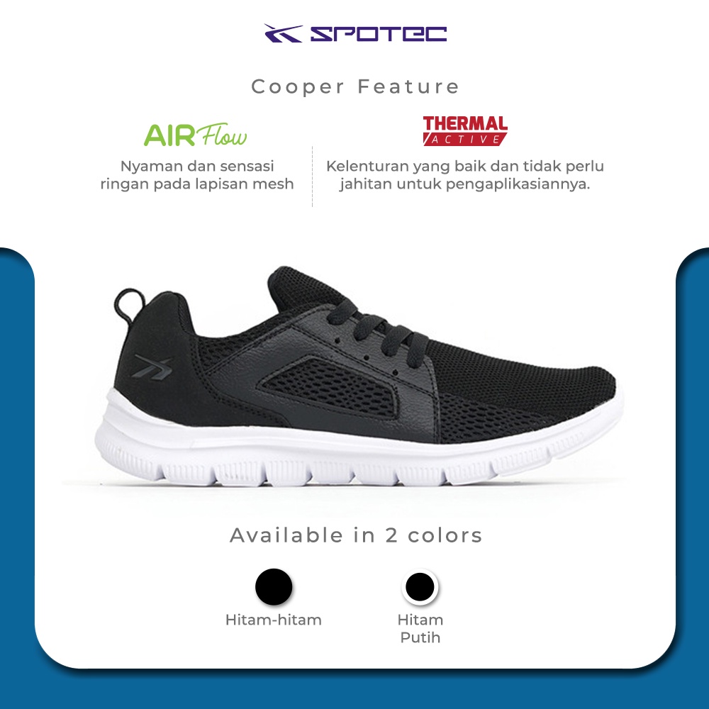 Jual SPOTEC Sepatu Student Cooper Hitam - Putih | Shopee Indonesia