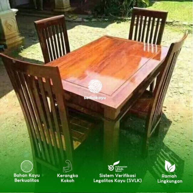 Jual MEJA MAKAN BALERO - MEJA MAKAN MINIMALIS KAYU JATI JEPARA - KURSI 4 Modern Minimalis ...