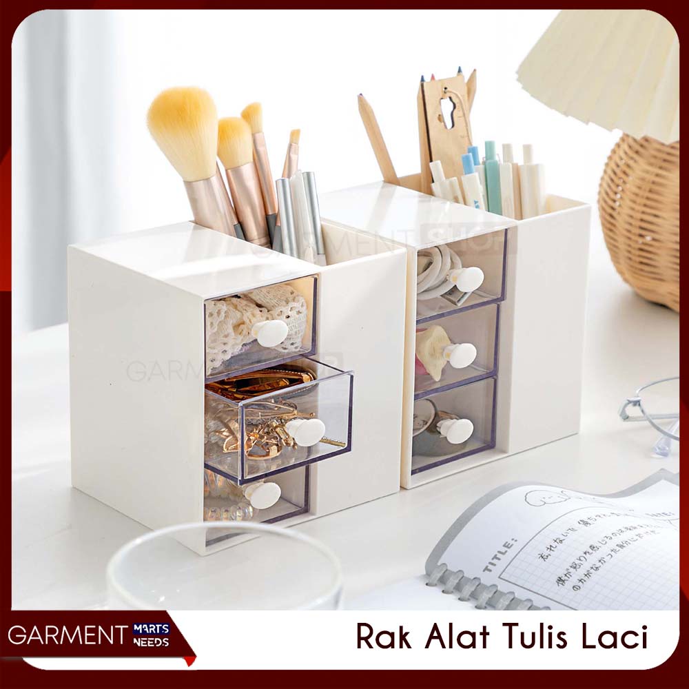 Jual Tempat Make Up Storage Organizer Kotak Pensil Meja Laci Mini 3 ...