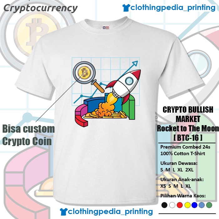 Jual Kaos Crypto Bitcoin Bull Market Chart BTC Rocket to The Moon T ...