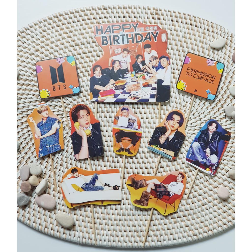 Jual Topper Kue BTS Permission To Dance (10pcs) | Shopee Indonesia
