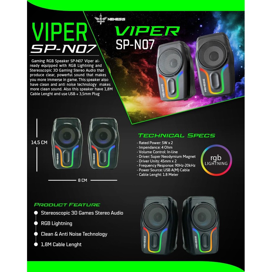 Jual NYK SP-N07 VIPER - Gaming Speaker | Shopee Indonesia