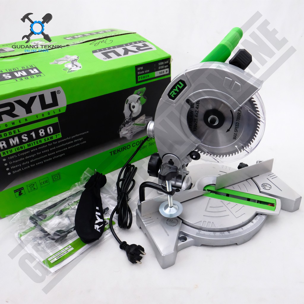 Jual Miter Saw 7 Inch RYU RMS180 - Mesin Potong Aluminium 7Inch TEKIRO ...