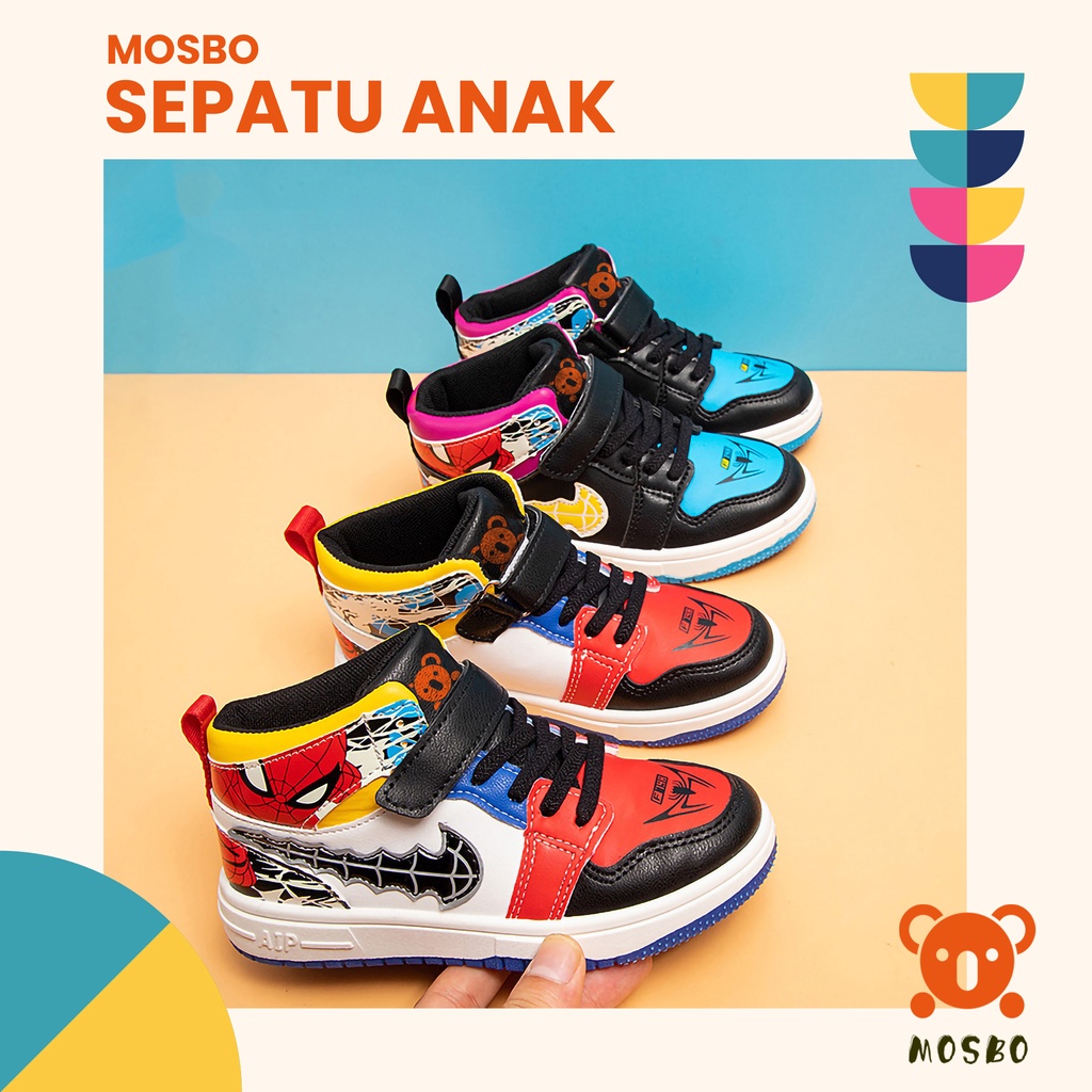 Jual MOSBO Sepatu Boot Anak Cowok Cewek Sepatu boots kulit Spiderman ...