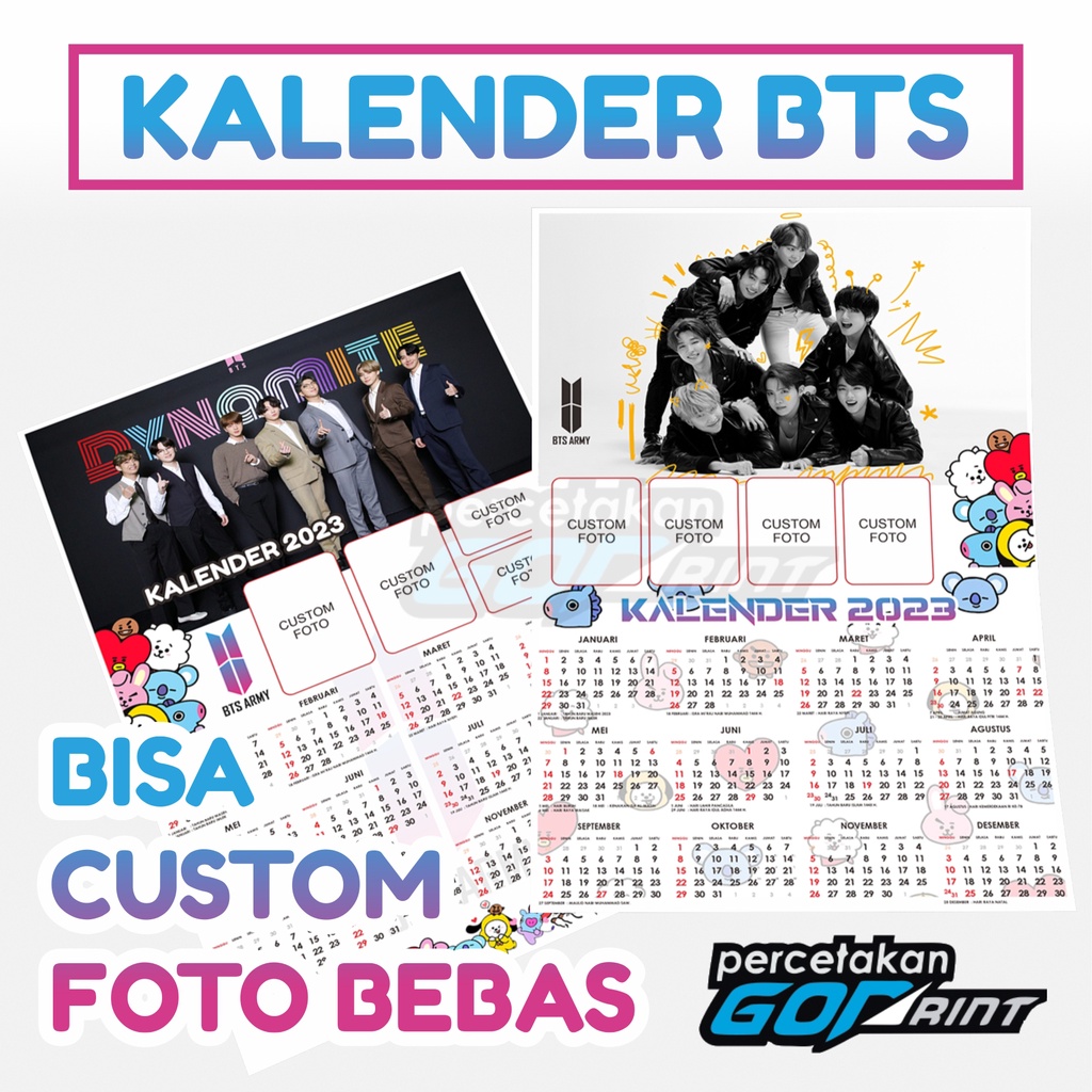 Jual Kalender dinding custom kartun anak keluarga free foto bebas pilih ...