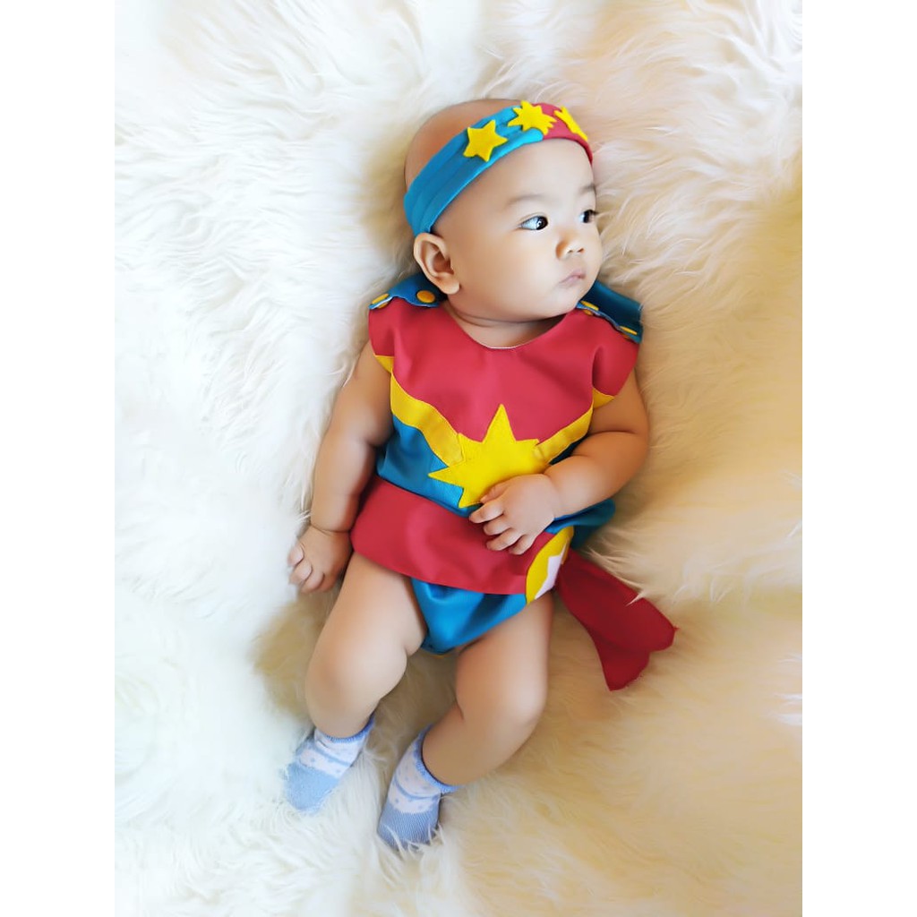 Jual Kostum Anak Bayi Perempuan Superhero Capt Captain Marvel | Shopee ...