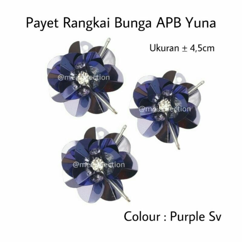 Jual payet bunga 3d rangkai APB Yuna purple Sv 4cm 5cm bunga jahit ...