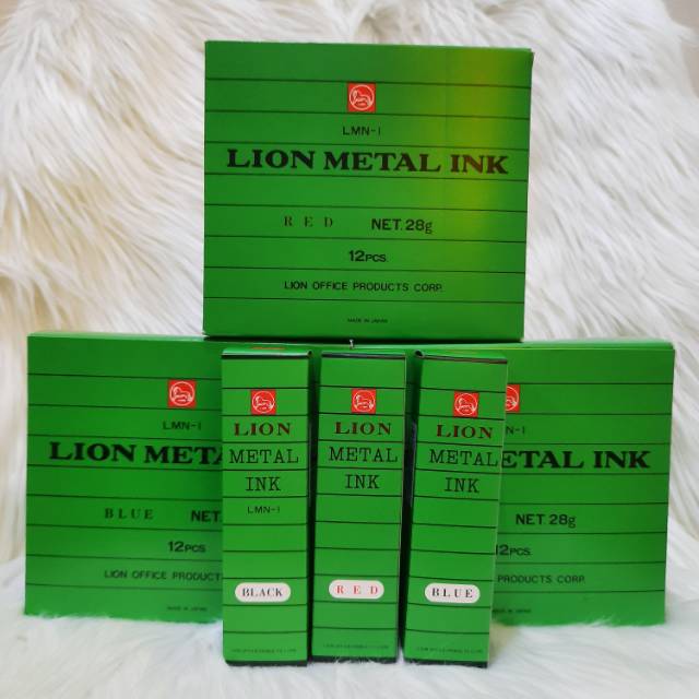 Jual TINTA LION METAL INK (LUSINAN/12 BOTOL) | Shopee Indonesia