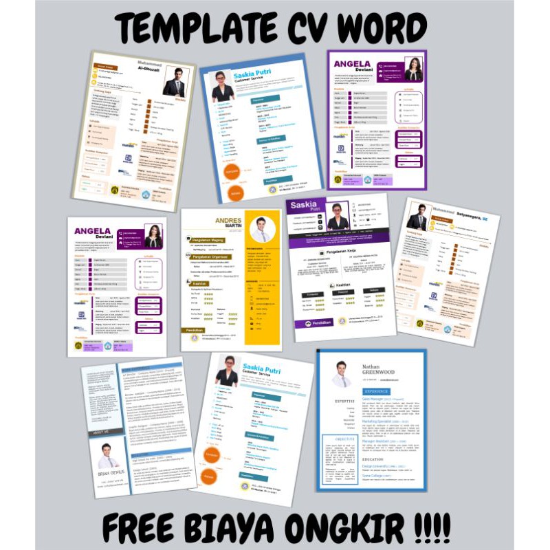 Jual (GRATIS ONGKIR) 10 TEMPLATE CV WORD PROFESIONAL TINGGAL EDIT DAPAT ...
