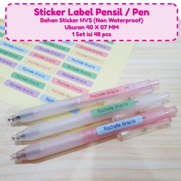 Jual Stiker label pensil pen alat tulis custom non waterproof | Shopee ...