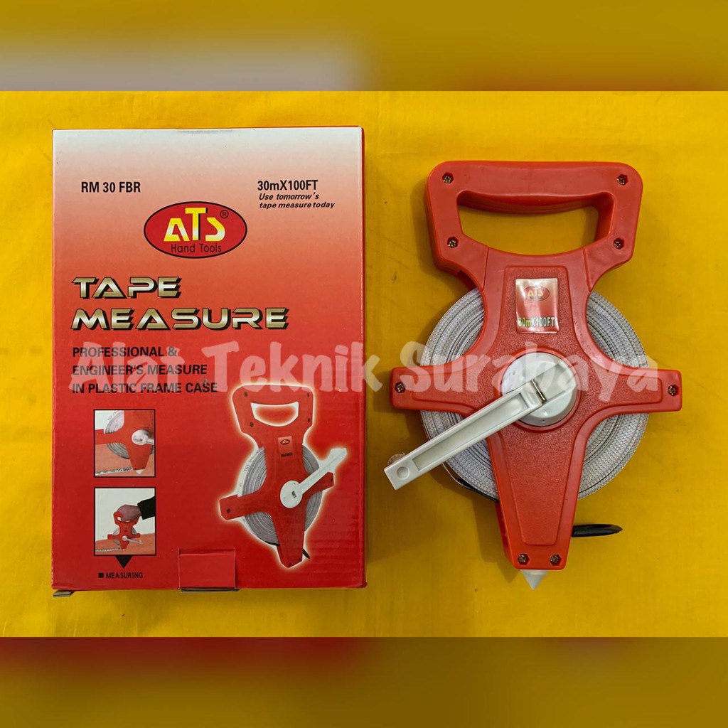 Jual METERAN ROL FIBER ATS 30 ; 50 ; 100 M METER TAPE MEASURE 100 ; 165 ; 330 FT FEET TANCAP ...