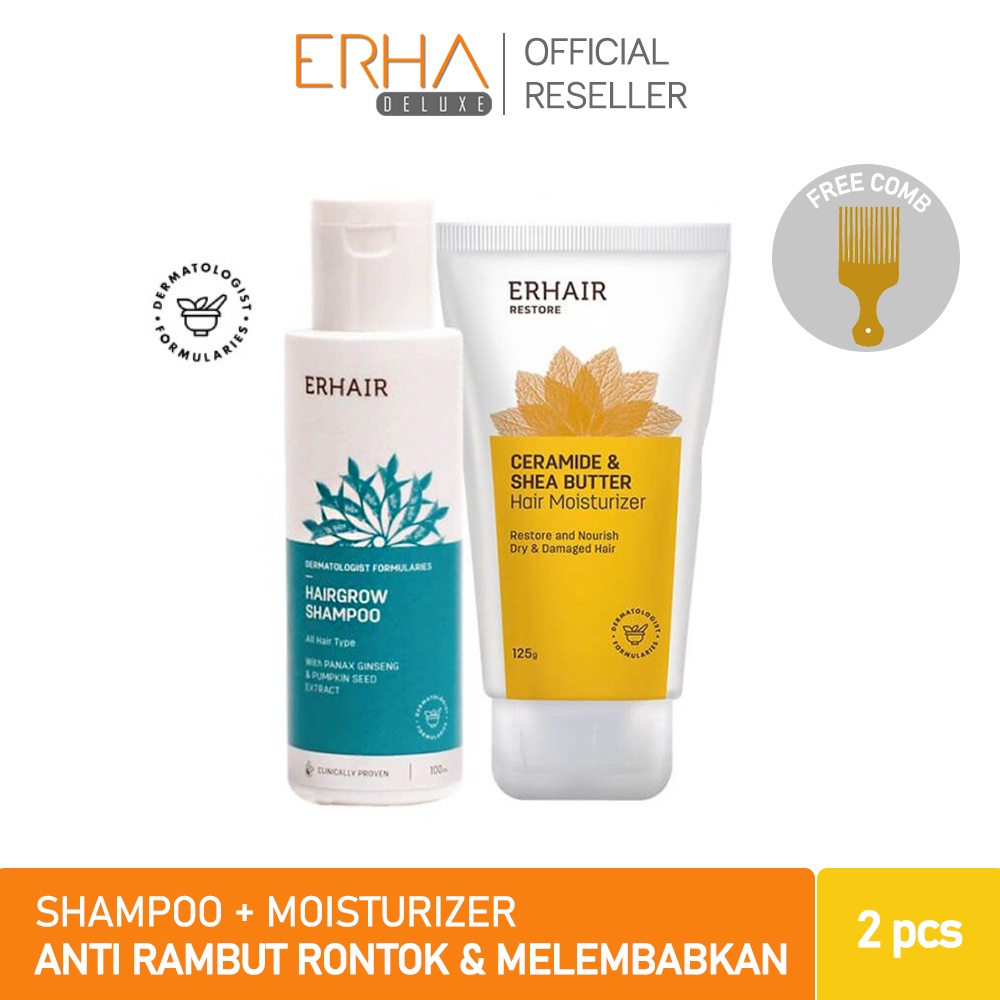 Jual ERHAIR Paket Penumbuh Rambut Rontok ERHA Hairgrow Shampoo 100 ml ...