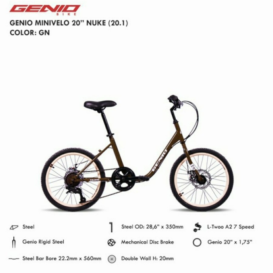 Jual sepeda Genio 20 inch Minivelo Nuke 7 speed | Shopee Indonesia