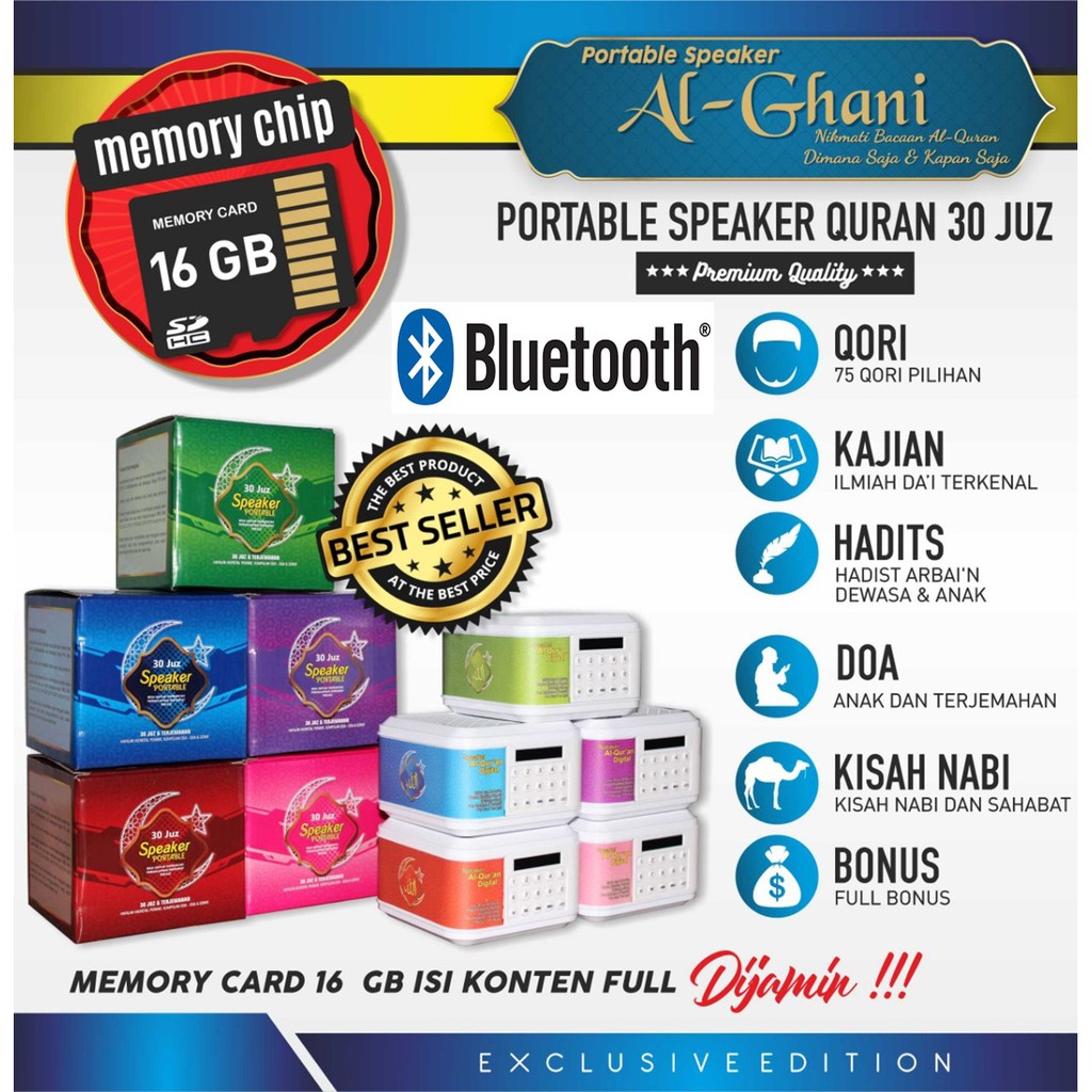 Jual Speaker murottal al quran/box tebal+buku panduan cetak/chip 16 gb ...