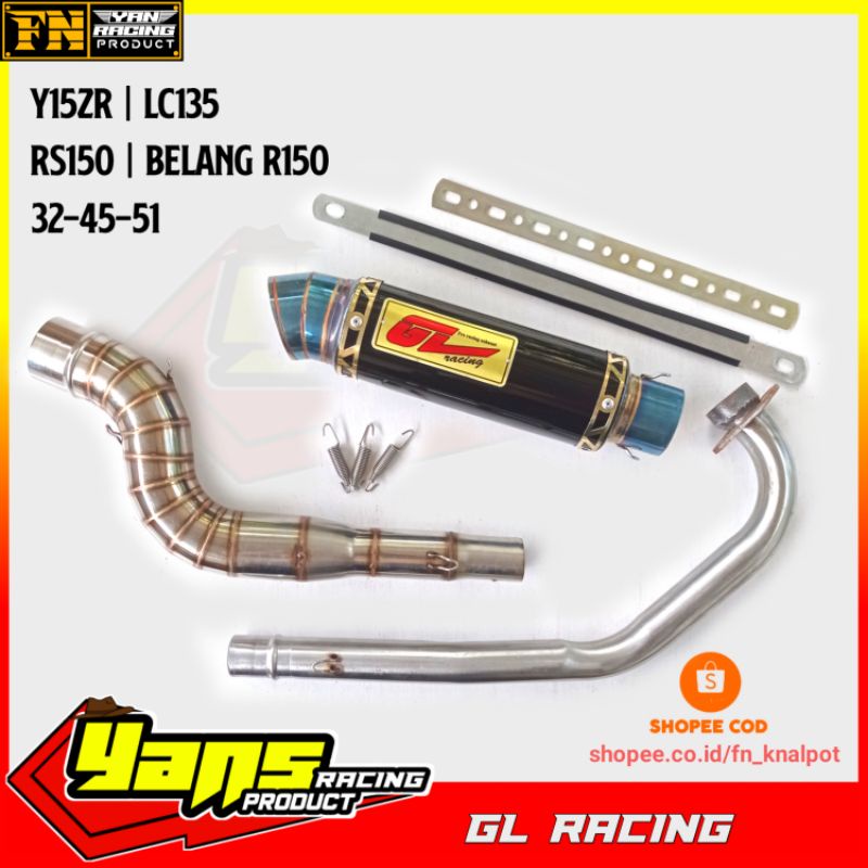 Jual GL RACING EXHAUST / GL RACING EKZOS BLACK / EXHAUST Y15ZR / LC135 ...