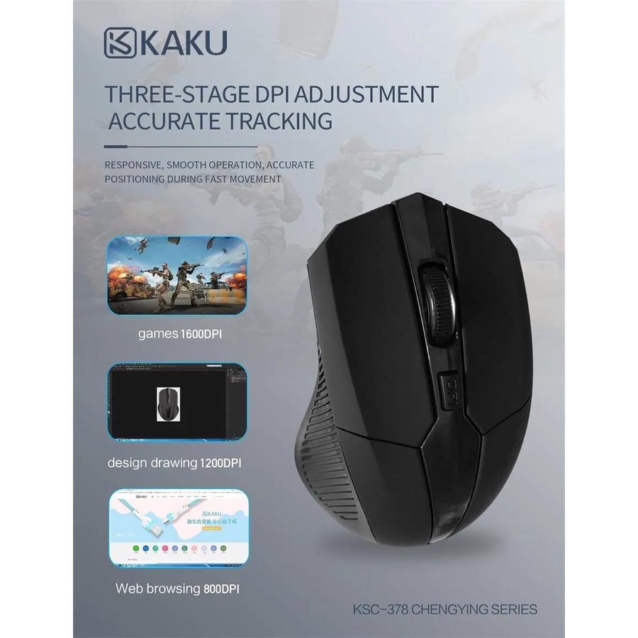 Jual Kaku KSC378 Mouse Wireless 2.4GHz 1500DPI Optical Mouse Kantor ...