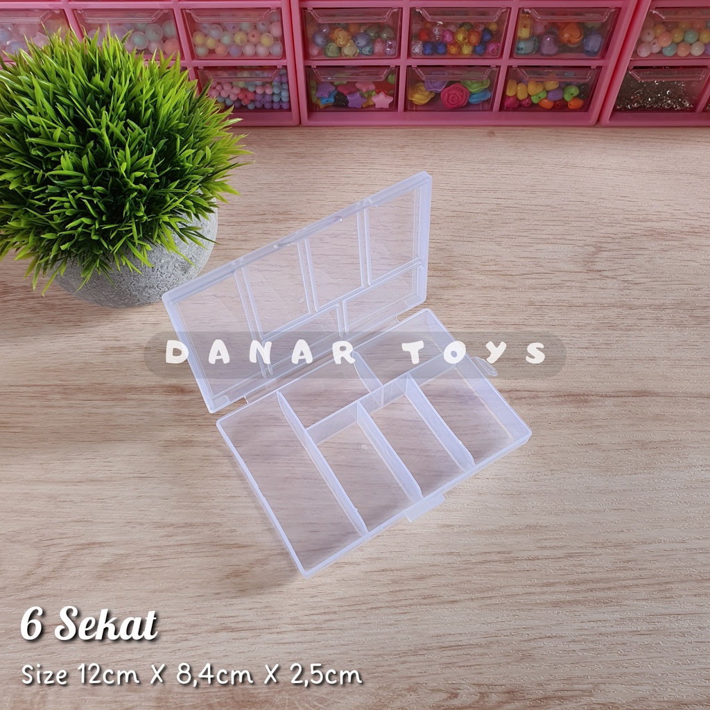 Jual BOX PLASTIK / KOTAK PENYIMPANAN MANIK / MOTE / 6 SEKAT / BOX KECIL ...