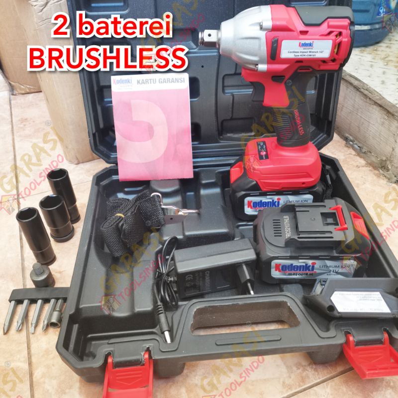 Jual cordless impact wrench KODENKI bor buka baut baterai baterei BRUSHLESS Mesin buka baut ...