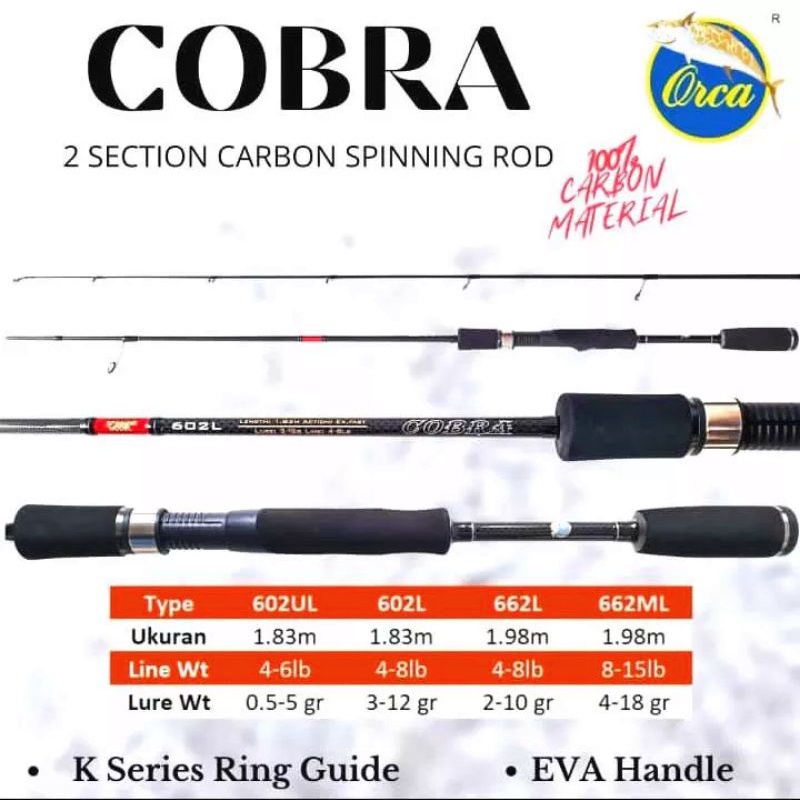 Jual Joran Pancing Spinning Orca Cobra 602L 602UL 662L 662ML | Shopee ...
