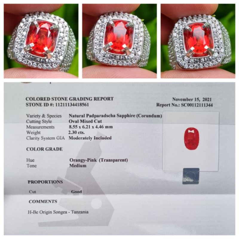 Jual Natural Padparadscha Sapphire Songea Sertifikat 2.30 crt | Shopee Indonesia
