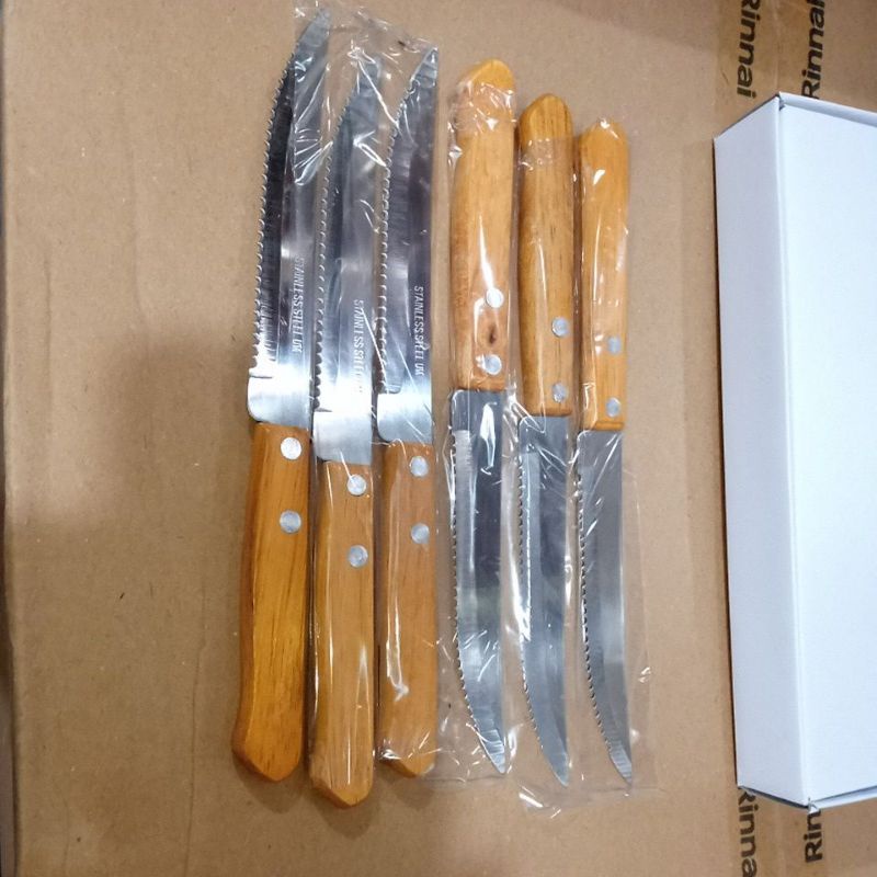Jual Pisau Steak Kayu atau Garpu Steak - 6 pcs - Wooden Steak Knife ...
