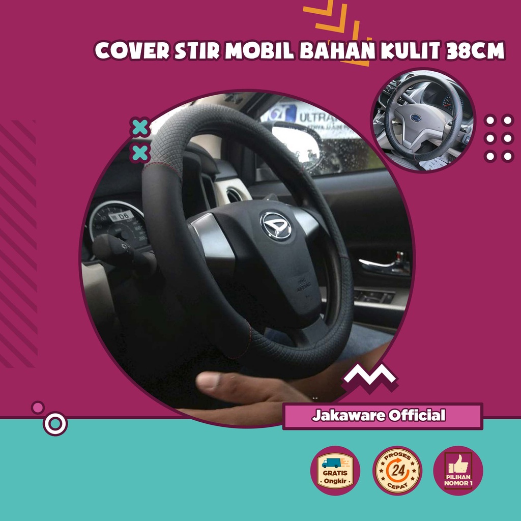 Jual COVER STIR MOBIL BAHAN KULIT KEMUDI 38CM SARUNG BUNGKUS SETIR ...