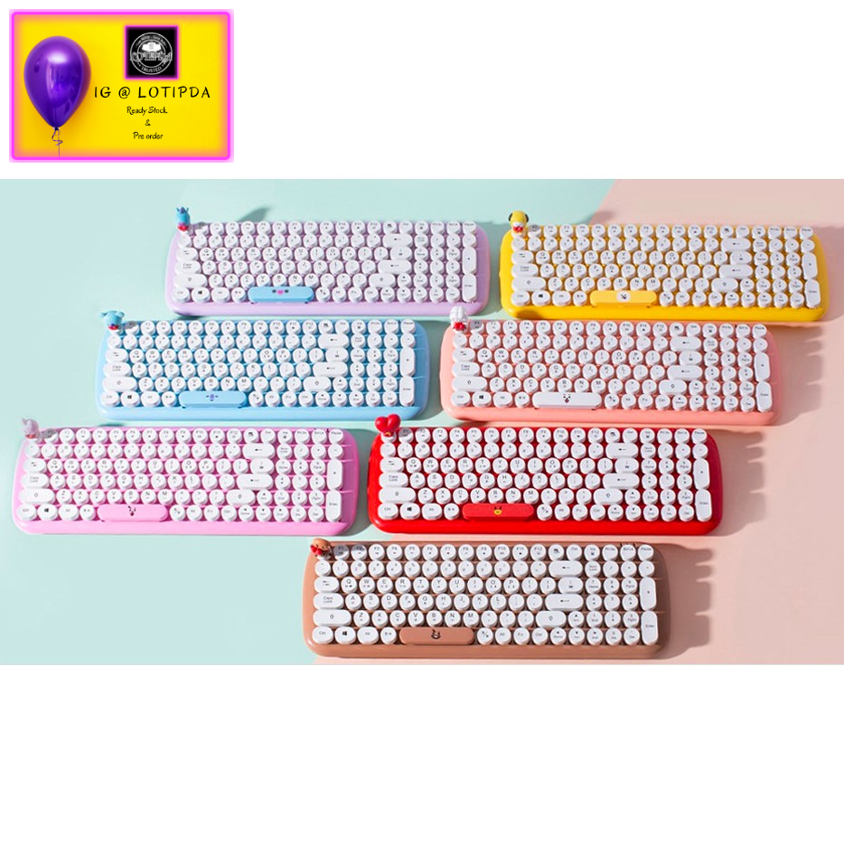 Jual LINE FRIENDS BT21 KEYBOARD RETRO WIRELESS ROYCHE ORIGINAL | Shopee Indonesia