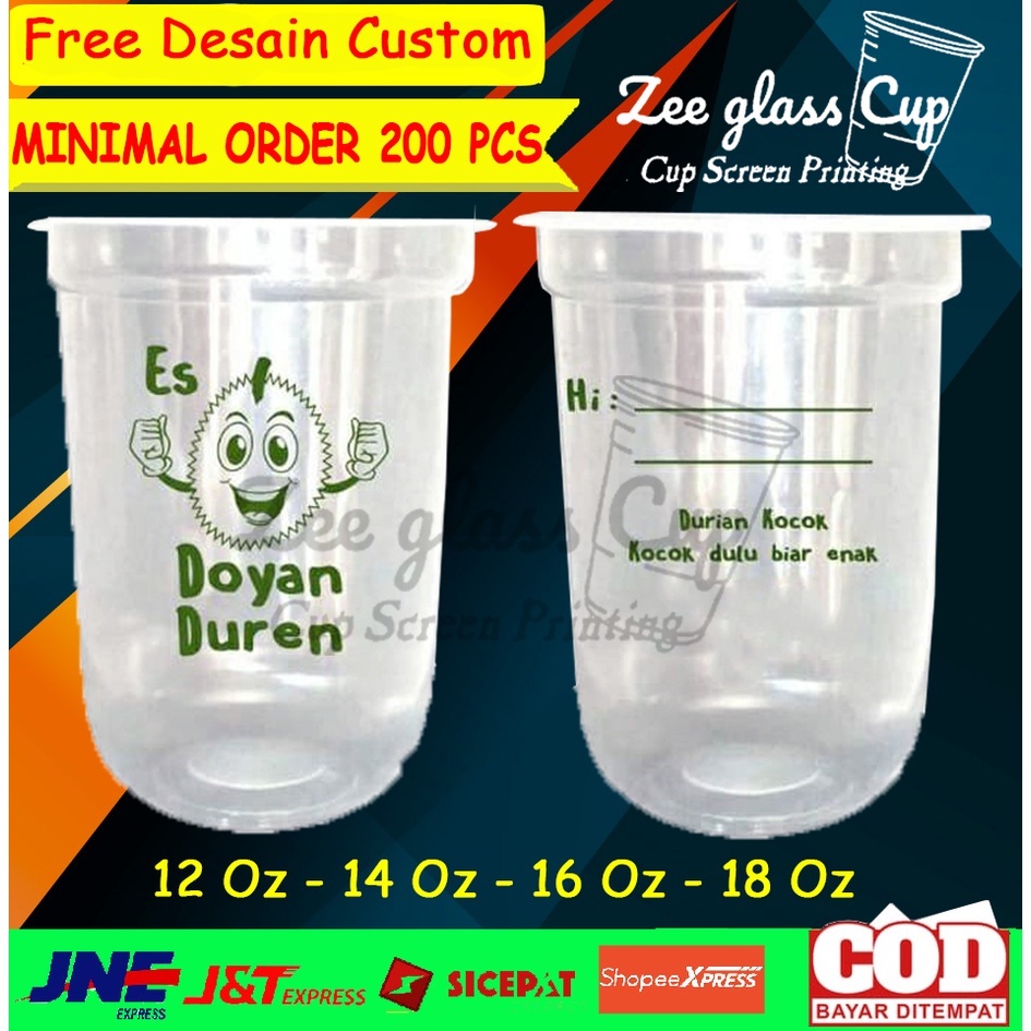 Jual SABLON CUP OVAL CUSTOM SABLON CUP PRINTING SABLON GELAS CUP CEMBUNG PLASTIK OVAL MINIMAL ...