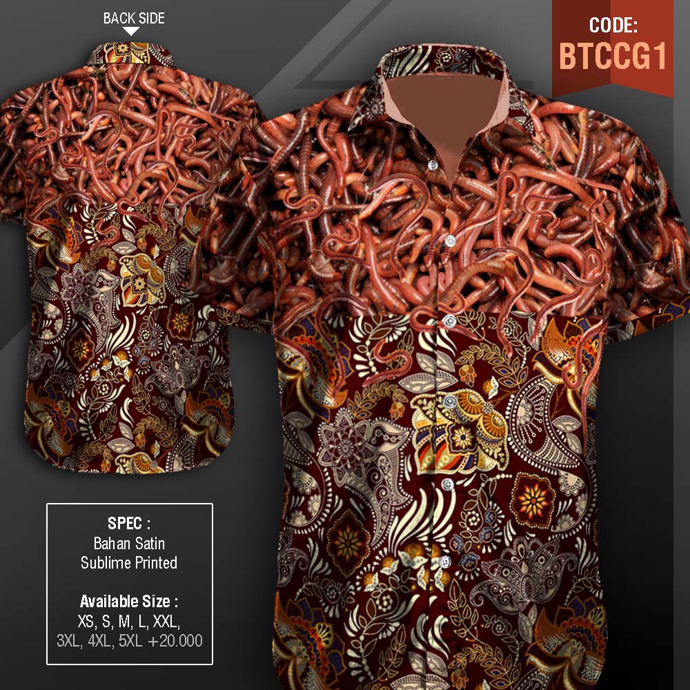 Jual KEMEJA UNIK! BATIK KECOA, IKAN ASIN, TIKUS, CACING, KELABANG ...