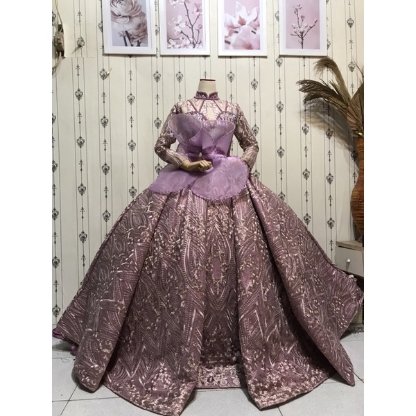 Jual gaun mewah terbaru dengan nuansa warna taro | Shopee Indonesia