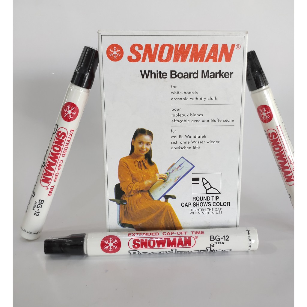 Jual SPIDOL WHITEBOARD HITAM SNOWMAN ISI 12 PCS | Shopee Indonesia