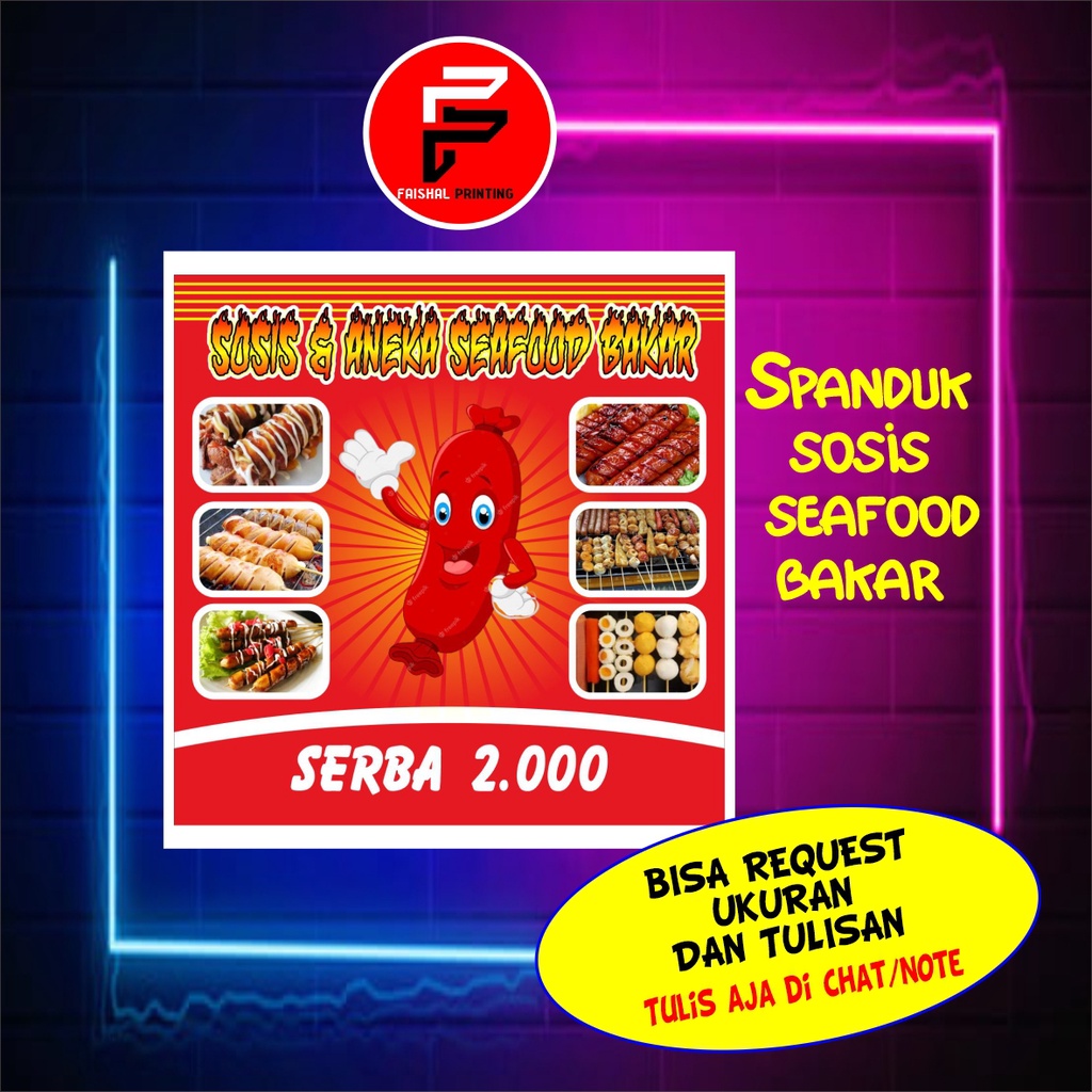 Jual Spanduk Sosis bakar / Spanduk Seafood Bakar / Banner Sosis ...