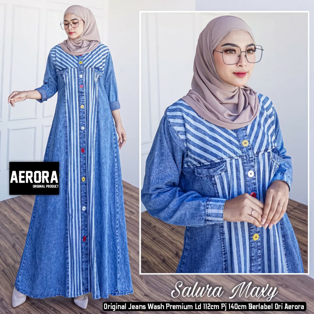 Jual Aerora Baju Gamis Dewasa Jeans Jins Denim Jumbo Wanita Terbaru ...