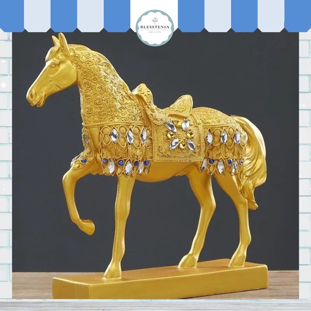 Jual Blesstenia - Pajangan Dekorasi Kuda Emas Luxurious Golden Horse ...