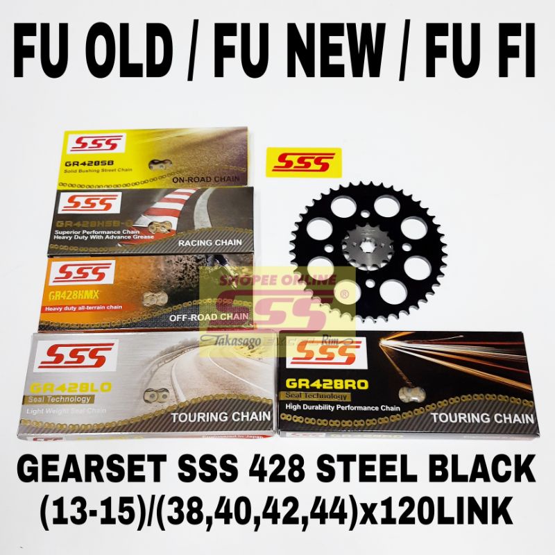 Jual GEARSET / GIRSET / 1SET GIR STEEL BLACK RANTAI SSS TIPE 428 SB HSB HSBT HMX LO RO UNTUK FU ...