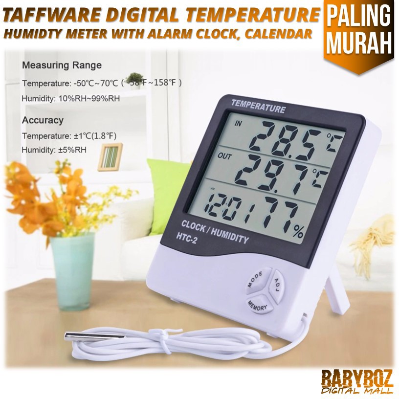 Jual BABYBOZ - Taffware Digital Temperature, Humidity Meter with Clock ...