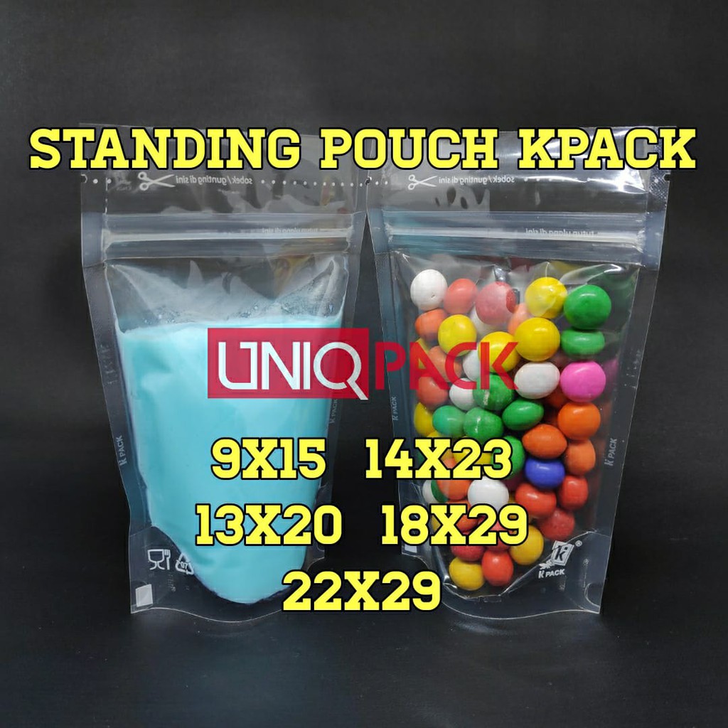 Jual Plastik Standing Pouch Transparan Lightpack 9x15 13x20 14x23 18x29 ...