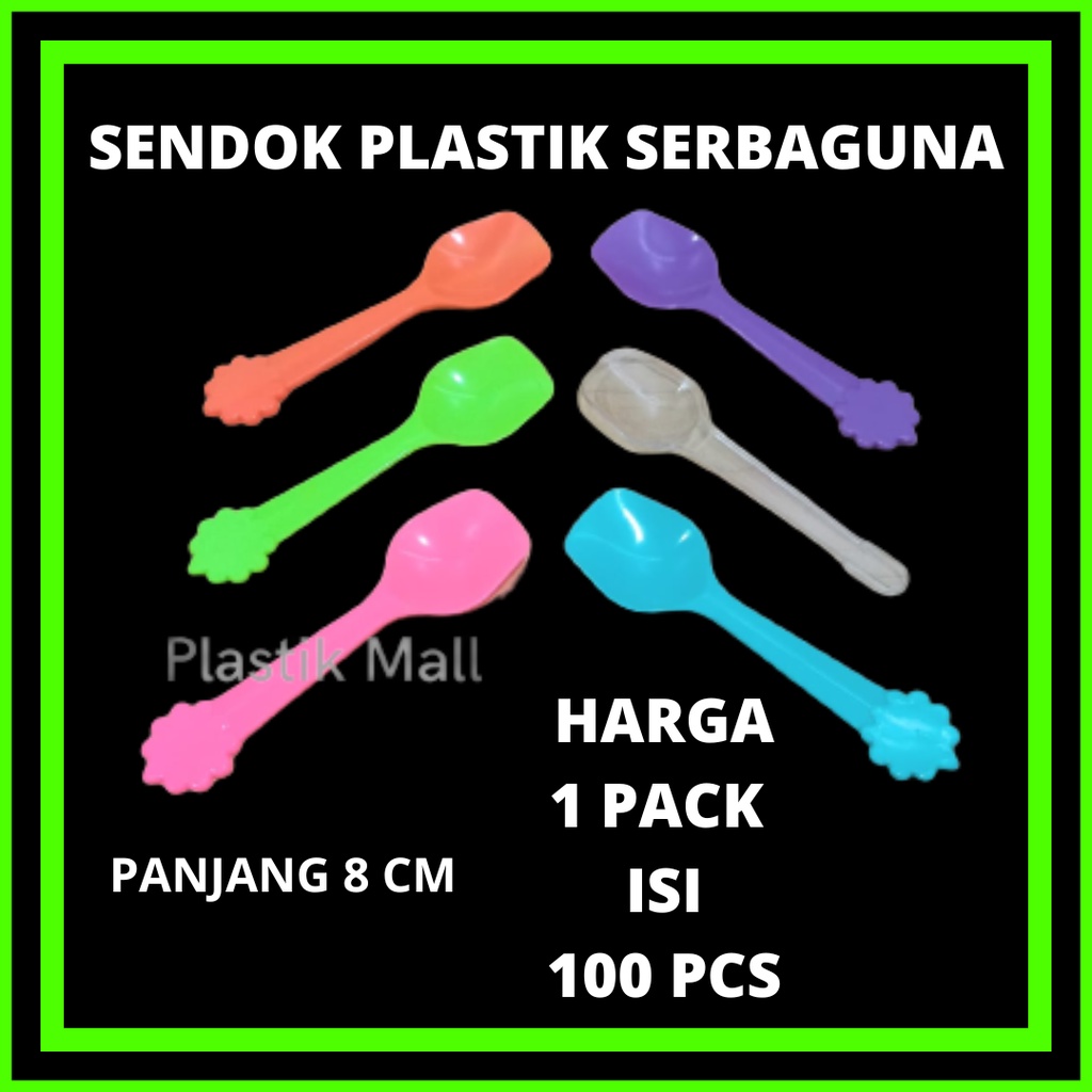 Jual Sendok Eskrim Puding Jelly Plastik STB Bening Warna isi 100pcs ...