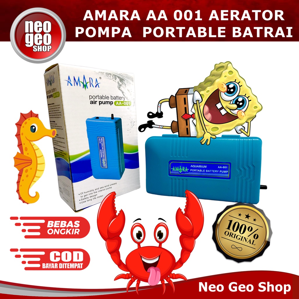 Jual AMARA AA 001 AA001 portable Pompa Udara Aerator Baterai Battery ...