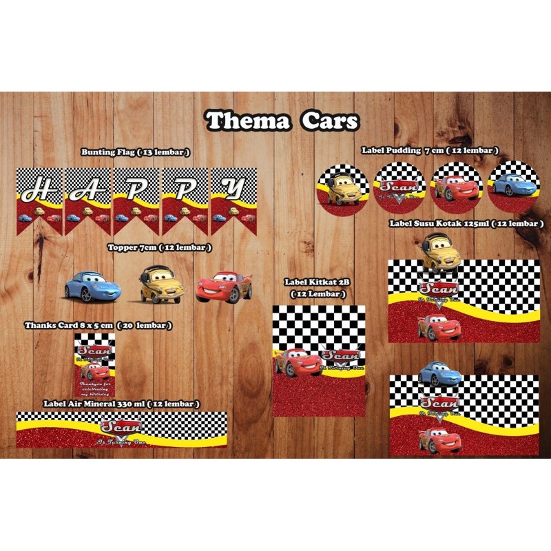 Jual Paket Printable Dessert Table / Label Ulang Tahun Cars Custom ...