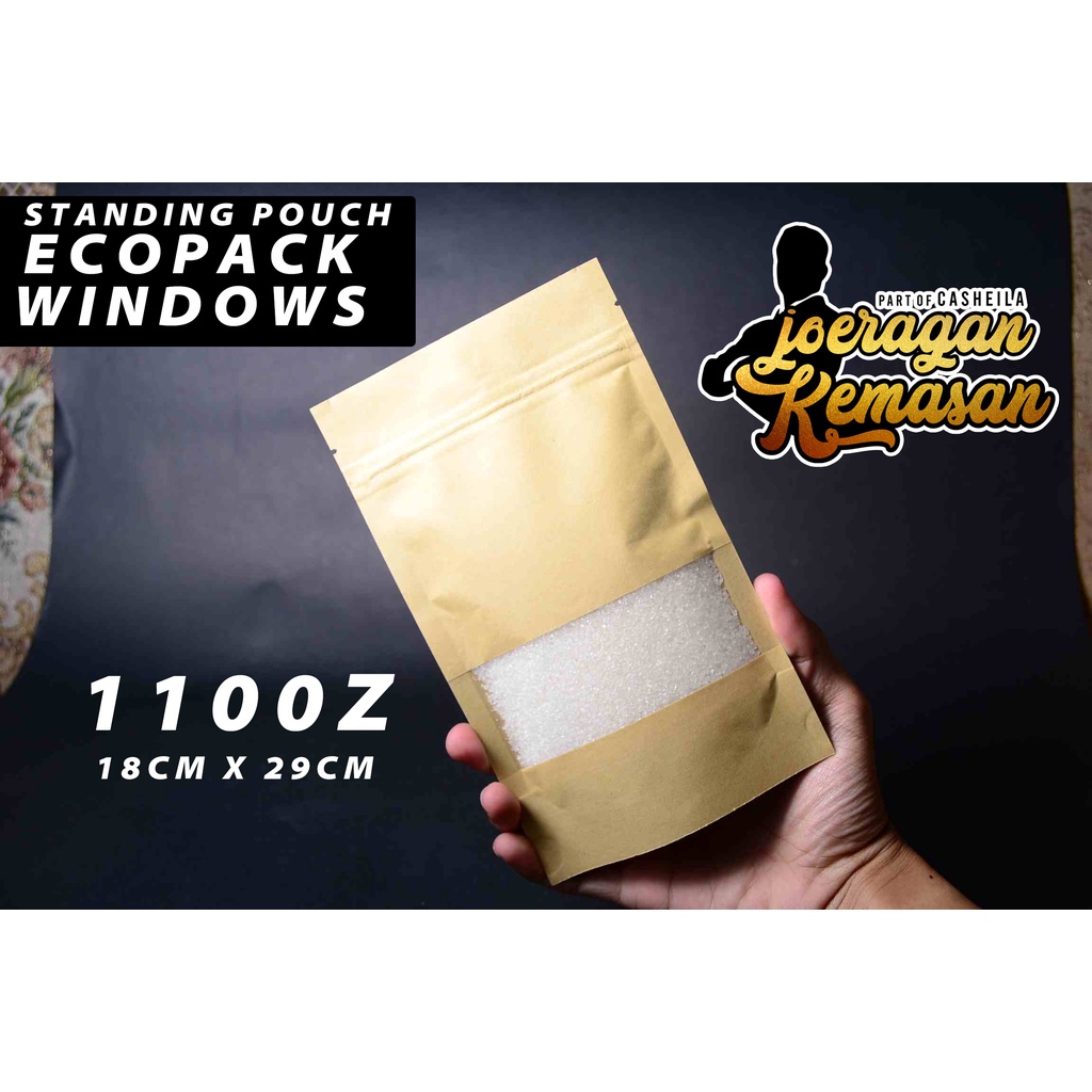 Jual Standing Pouch Ecopack Window 1100gram 18x29 cm Paper Kraft ...