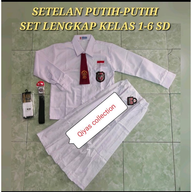 Jual setelan seragam sekolah anak perempuan putih putih panjang pake ...