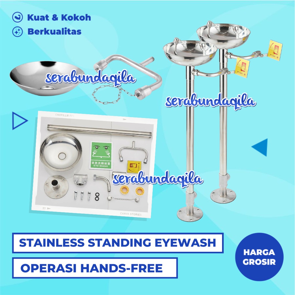 Jual Safety Pedestal Mounted Stainless Eyewash, Pencuci Mata Darurat ...