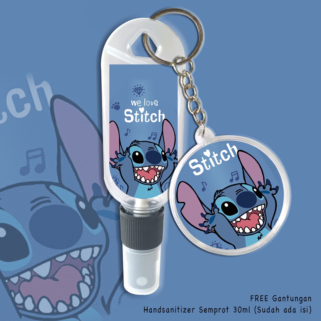 Jual (FREE GANTUNGAN KUNCI) HAND SANITIZER SPRAY CARTOON STITCH / BOTOL ...