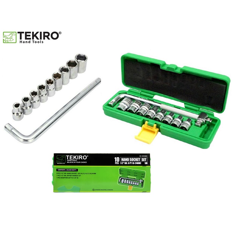 Jual TEKIRO 1/2 DR HAND SOCKET SET 10 PCS 6 PT DAN 12 PT/KUNCI SOK SET ...
